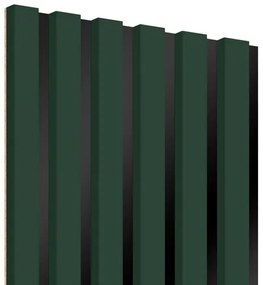 Akustické panely - lamely na černé desce HDF - Lahvově zelená na černé desce