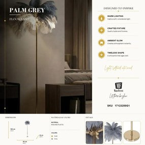 Stojací lampa Palm 160 cm šedá/zlatá