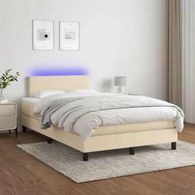 Box spring postel s matrací a LED krémová 120x190 cm textil 3270030