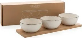 Ukiyo Sada servírovacích misek 3ks bílá-černá / 13 x 8 cm / keramika /