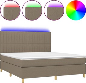 Box spring postel s matrací a LED taupe 160x200 cm textil 3135609