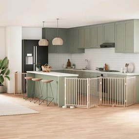 Zábrana pro psy s dvířky skládací 10 panelů 800 cm topol 3155727