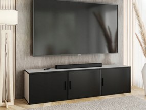 TV skříňka ROJO 3 bílý + černý uzavřená TV skříňka s policí