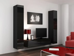Obývací stěna VIGO 9D černá / černý lesk