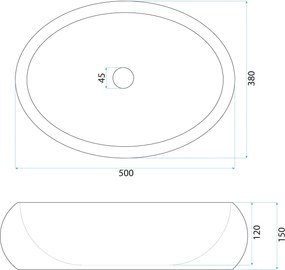 Rea Mika, oválné umyvadlo na desku, 500x380x150mm, bílá-imitace kamene, REA-U3223