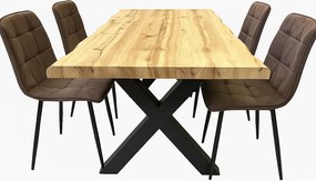 Vikio Jídelní set pro 4 osoby 140x90 cm dub-hnědá samet VJS214-4H-S