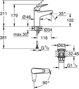 Grohe Swift - Umyvadlová baterie s výpustí Push-Open studený start chr