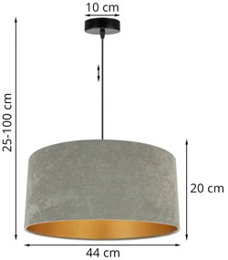 Závěsné svítidlo Mediolan, 1x olivové/zlaté textilní stínítko, (fi 44cm)