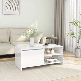 Konferenční stolek lesklý bílý 102x50x45 cm kompozitní dřevo,  809833 HangarStore.cz
