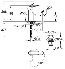 GROHE 23928000 - Umyvadlová baterie DN 15 velikost M lesklý chrom