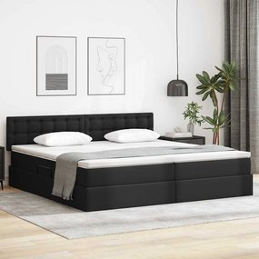 Postel s úložným prostorem a matrací s čelo Černá 200 x 200 cm 3370409
