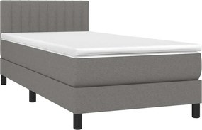 Box spring postel s matrací a LED tmavě šedá 100x200 cm textil 3133294