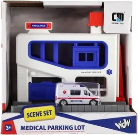 TEDDIES Parkovací garáž s autem ambulance / Hračka / plast / od 3 let