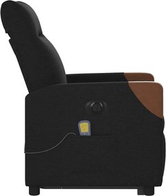 Elektrické zvedací masážní polohovací křeslo černé textil 3324032