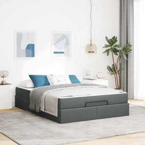 Rám postele s matrací 2 ks Tmavě Šedá textil 3399502