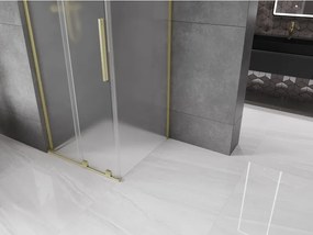 Mexen Velar L, sprchový kout s posuvnými dveřmi 90 x 90 cm, 8mm sklo námraza, zlatá matná, 871-090-090-33-55