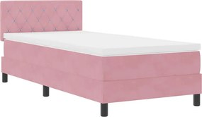 Postel s boxspringem s matrací s čelo Růžová 100 x 200 cm samet 3339091
