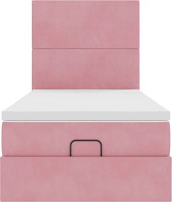 Osmanský rám postele s matracemi růžová 80x200cm samet 3313366