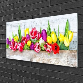 Obraz na skle Tulipány Květiny Příroda 100x50 cm