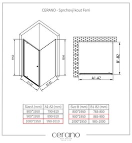 CERANO - Sprchový kout Ferri L/P - chrom, transparentní sklo - 100x90 cm - křídlový