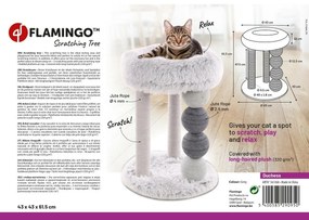 Flamingo Škrabadlo pro kočky DUCHESS, 61,5 cm, šedá/bílá