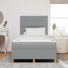 Postel s boxspringem s čelo Světle šedá 120 x 190 cm textil 3339602
