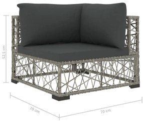 vidaXL Marketos 6dílná zahradní sedací souprava s poduškami polyratan šedá
