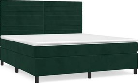 Box spring postel s matrací tmavě zelená 160x200 cm samet 3143094