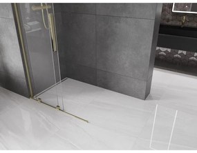 Mexen Velar L, posuvná sprchová zástěna Walk-in 90 x 200 cm, 8mm čiré sklo, zlatá lesklá, 871-090-003-03-50