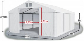 Garážový stan 5x6x2m střecha PVC 560g/m2 boky PVC 500g/m2 konstrukce ZIMA Zelená Šedá Šedé