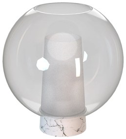 Mantra 8404 Nora, stolní lampa 1xE27 čiré sklo/bílý mramor, průměr 25cm