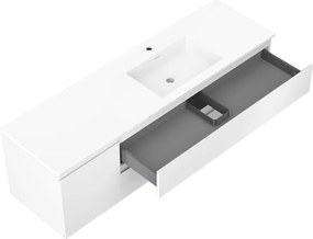 Mexen Orio, koupelnová skříňka 160 cm s pravým umyvadlem Otis, 2S, 1D, bílá matná, 91A13-16047-3-BBFFF01-W18P01