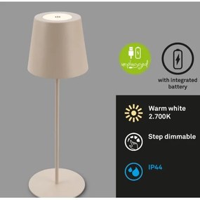 Briloner 7508011 - LED Stm. nabíjecí stolní lampa LED/2,5W/5V IP44 béžová