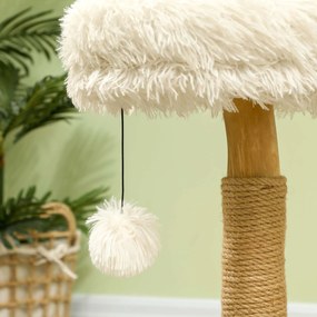 PawHut škrabadlo 61,5 cm vysoké Škrabadlo pro kočky s míčkem na hraní, pelíšky, věž pro kočky se škrabací deskou, pro kočky do 5 kg, hruškové dřevo, …