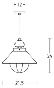 Zambelis 180100 závěsné svítidlo černé/měď, 1xE27, ø21cm