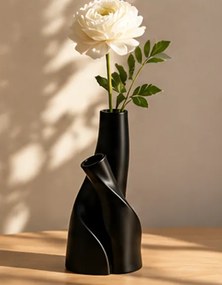váza, styl Boho, plast, 14x6x6 cm, černá, Dekorino VD0260008