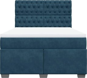 Box spring postel s matrací modrá 140 x 200 cm samet 3290940