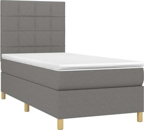 Box spring postel s matrací a LED tmavě šedá 100x200 cm textil 3135414