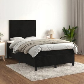 Box Spring Postel S Matrací Černá Samet Černá Hladký design 120 x 200 cm