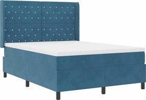 Postel s boxspringem s matrací s čelo Modrá 140 x 200 cm samet 3341958