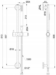 Invena Alonia, sprchový sloup s ruční sprchovou soupravou, 1-funkce, chromová, INV-AU-70-Z01-V