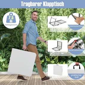 Costway Výškově nastavitelný kempingový stůl s HDPE stolní deskou a rukojetí.