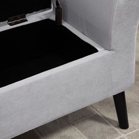 HOMCOM Světle šedá čalouněná lavice s úložným prostorem, sametový polyester, kaučukové dřevo, moderní do předsíně a ložnice | Aosom.de