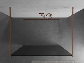Mexen Kioto, sprchová zástěna Walk-In 110 x 200 cm, 8mm šedé sklo, měděný matný profil, 800-110-002-65-40