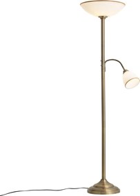 Klasická stojací lampa bronzová s opálovým sklem 2-světla - Katarina
