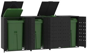 Box na 4 popelnice černý 276 x 79 x 117 cm ocel 3279979