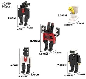 Skibidi Toilet figurky - stavebnice Varianta: č. 629 - 240 ks