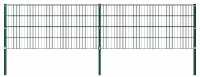 Plotový panel se sloupky železný 349 x 80 cm zelený 278605