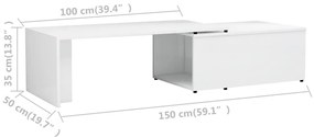 vidaXL Konferenční stolek bílý vysoký lesk 150x50x35 cm dřevotříska