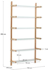 Skleněný modulární policový systém v přírodní barvě 110x202x30,5 cm Sitra – Kave Home